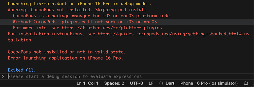 First time trying to open my flutter project on iOS Simulator CocoaPods ... First time trying to open my flutter project on iOS Simulator CocoaPods ...
