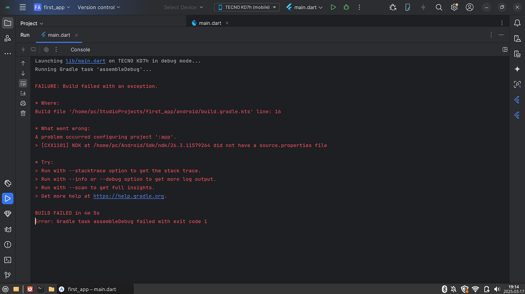 NDK Error: "Did not have a source.properties file" - Help - Flutter Forum